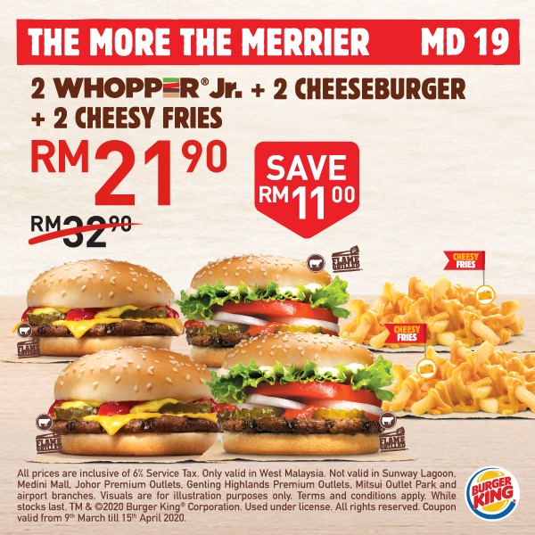 Promosi Burger King : Kupon Digital Berbaloi (Mac April 2020) - Saji.my